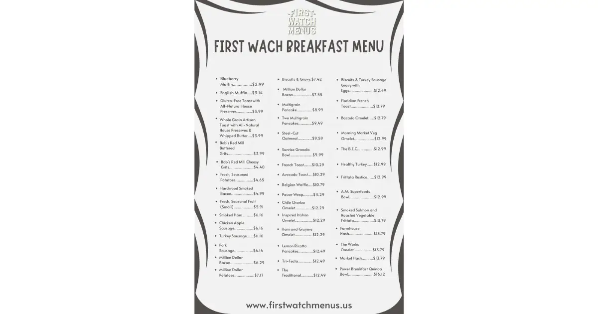 First Watch Breakfast Menu with Prices & Pictures (Updated 2025)